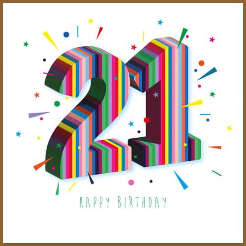 Verjaardagskaart 21 jaar, party time! Met envelop